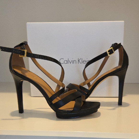 Calvin Klein | Shoes | Calvin Klein Black Strappy Sandals | Poshmark